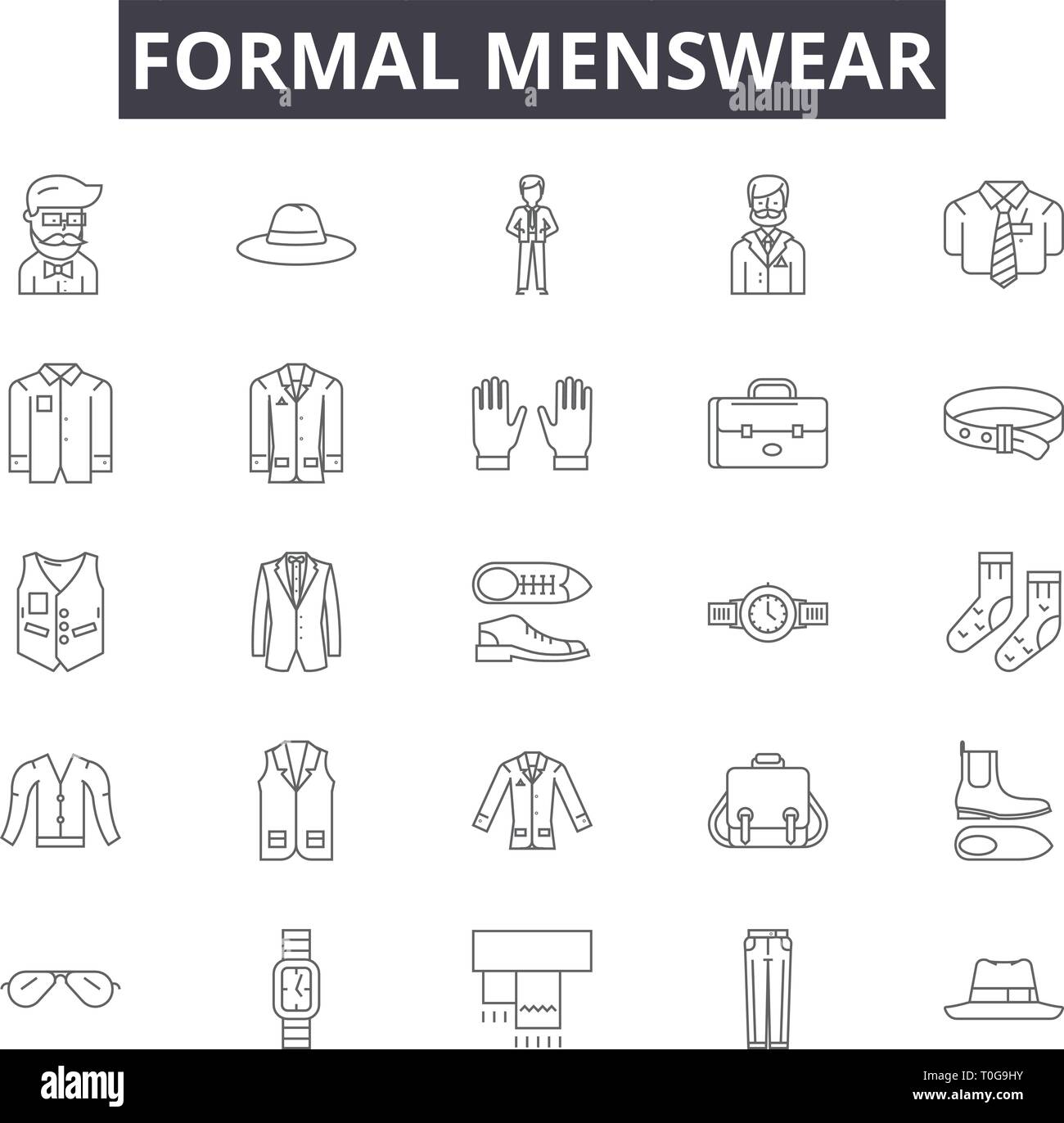 Formal menswear line icons for web and mobile design. Editable stroke ...