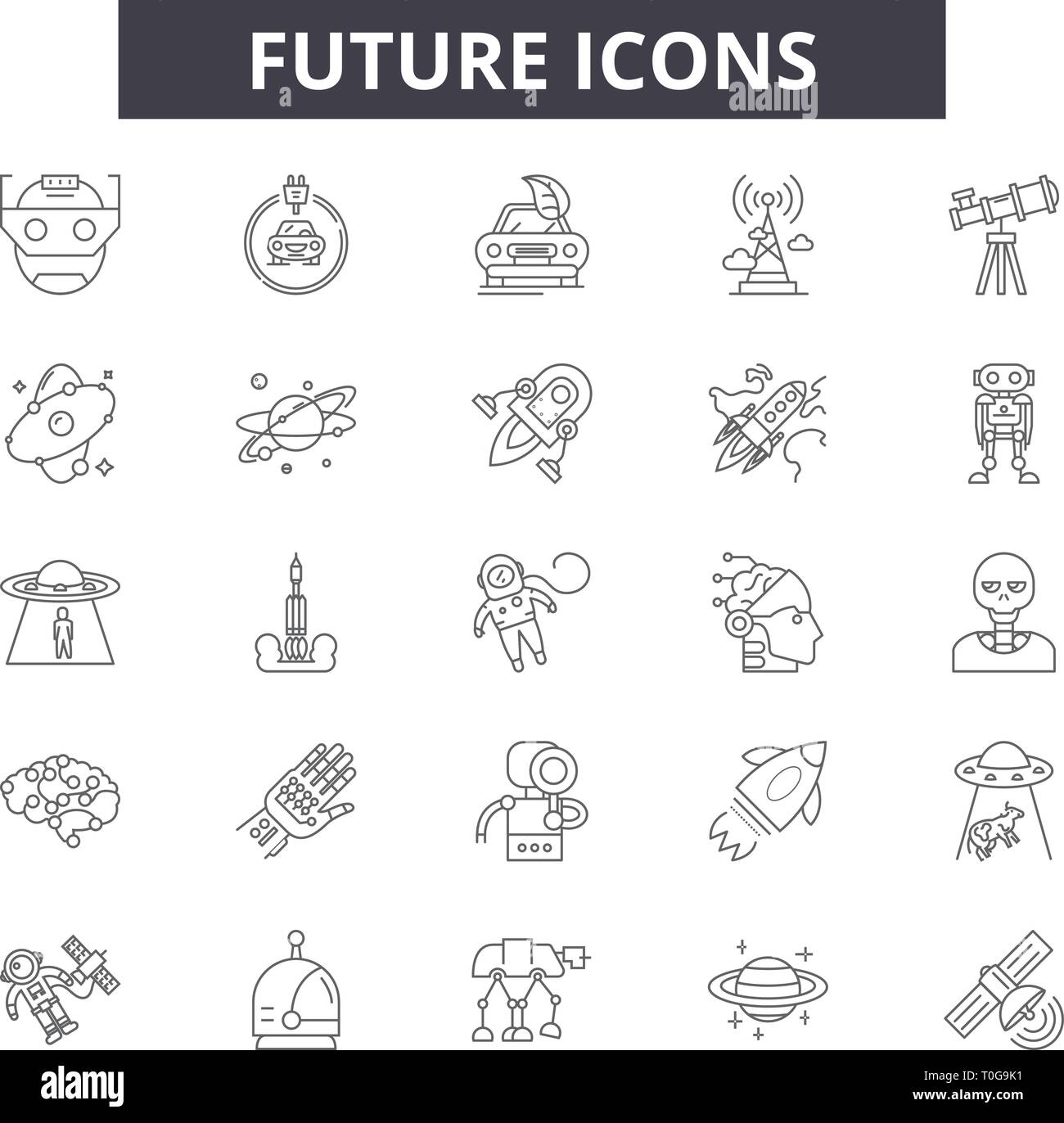 Future line icons for web and mobile design. Editable stroke signs ...