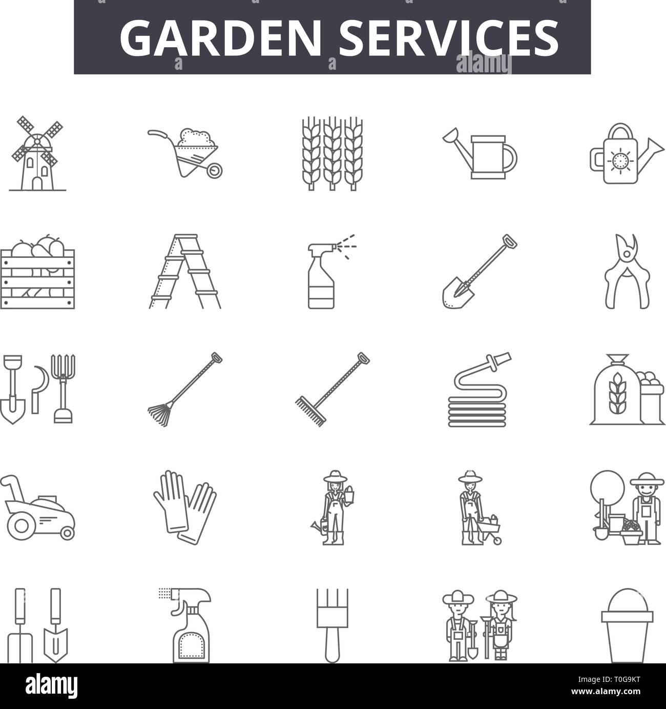 Garden services line icons for web and mobile design. Editable stroke ...