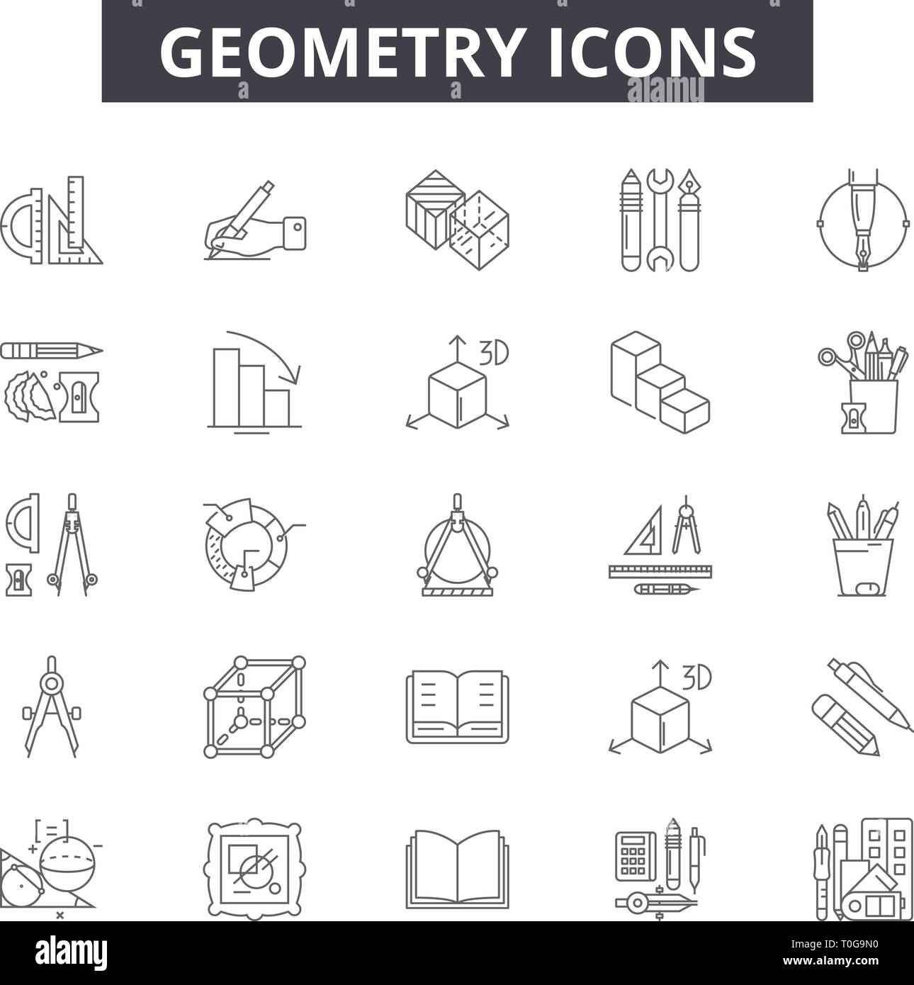 Geometry line icons for web and mobile design. Editable stroke signs ...