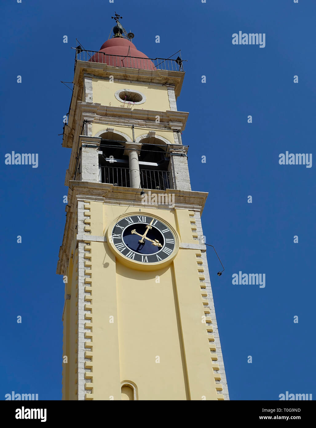 bell tower of the St. Spiridon Church, historic centre, Corfu, Kerkyra ...
