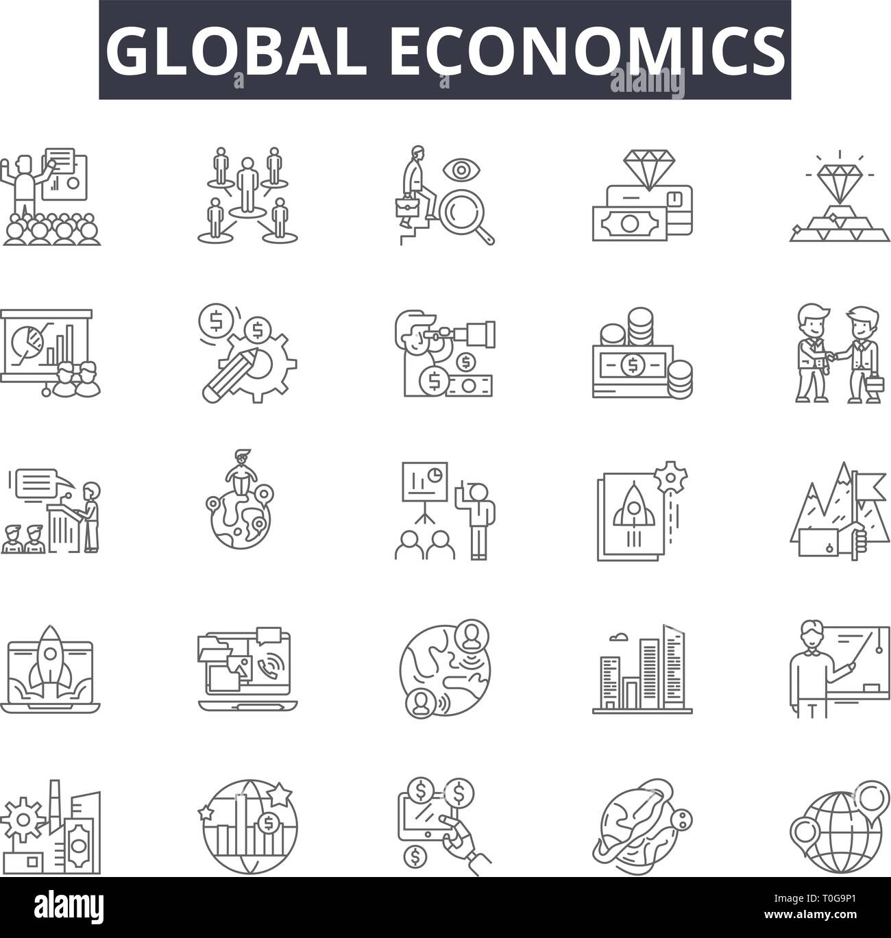 Global economics line icons for web and mobile. Editable stroke signs ...