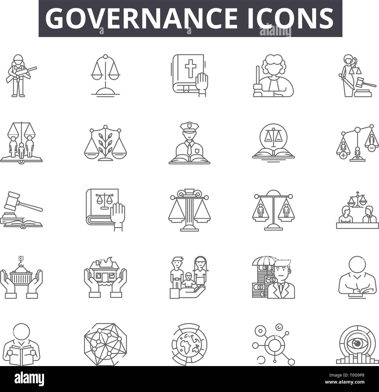 Governance line icons for web and mobile design. Editable stroke signs ...