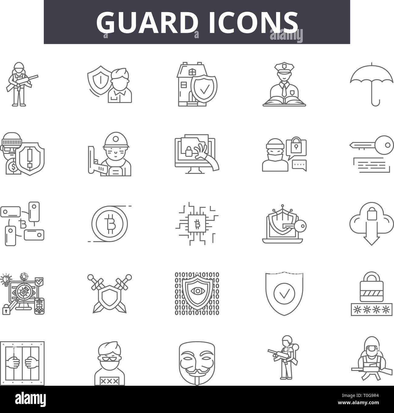 Guard line icons for web and mobile design. Editable stroke signs ...