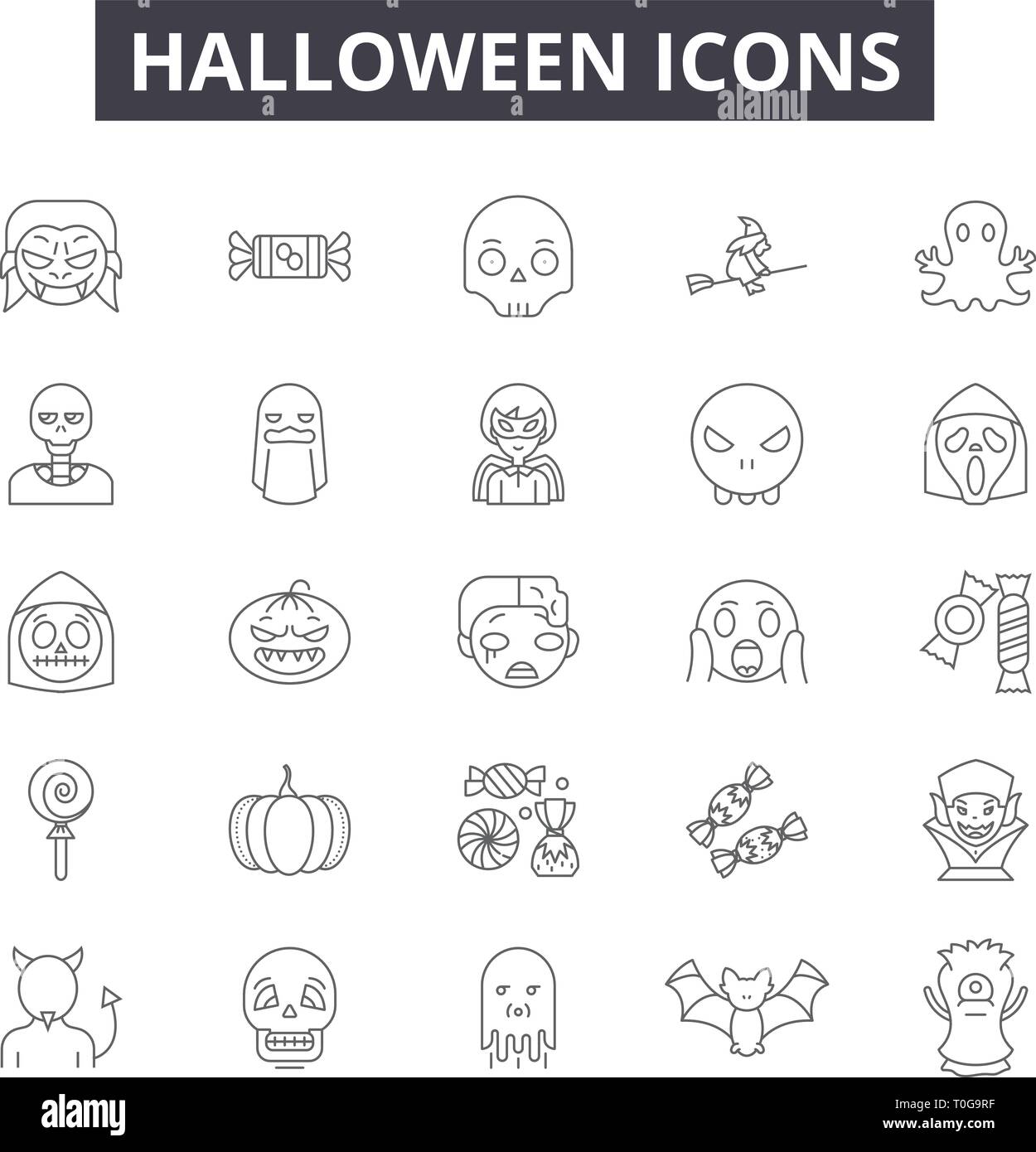 Halloween line icons for web and mobile design. Editable stroke signs ...