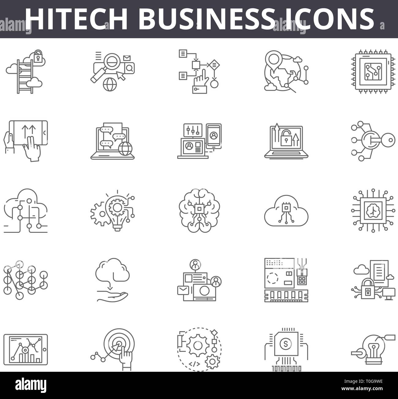 Hitech business line icons for web and mobile design. Editable stroke ...