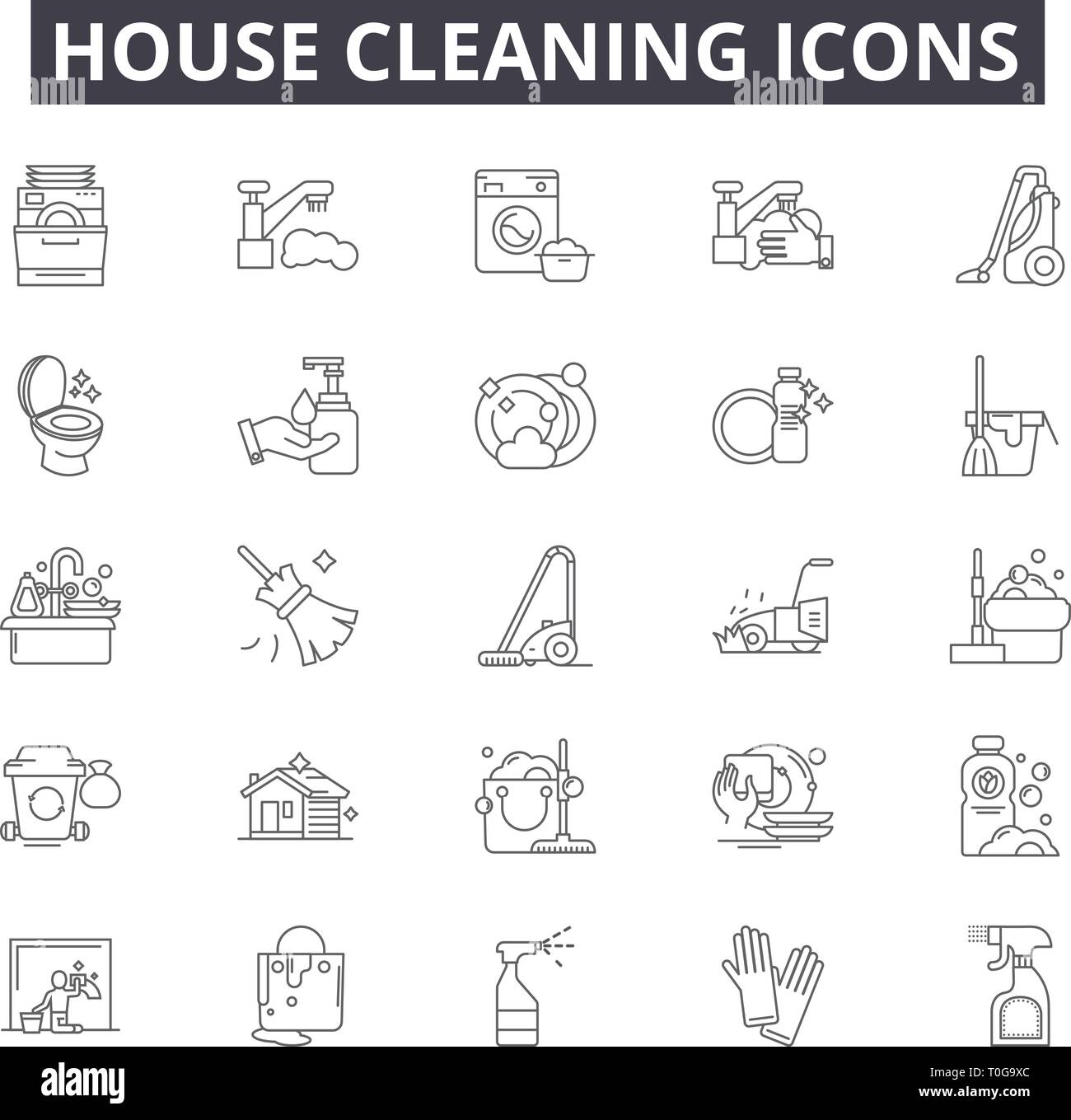 House cleaning line icons for web and mobile design. Editable stroke ...
