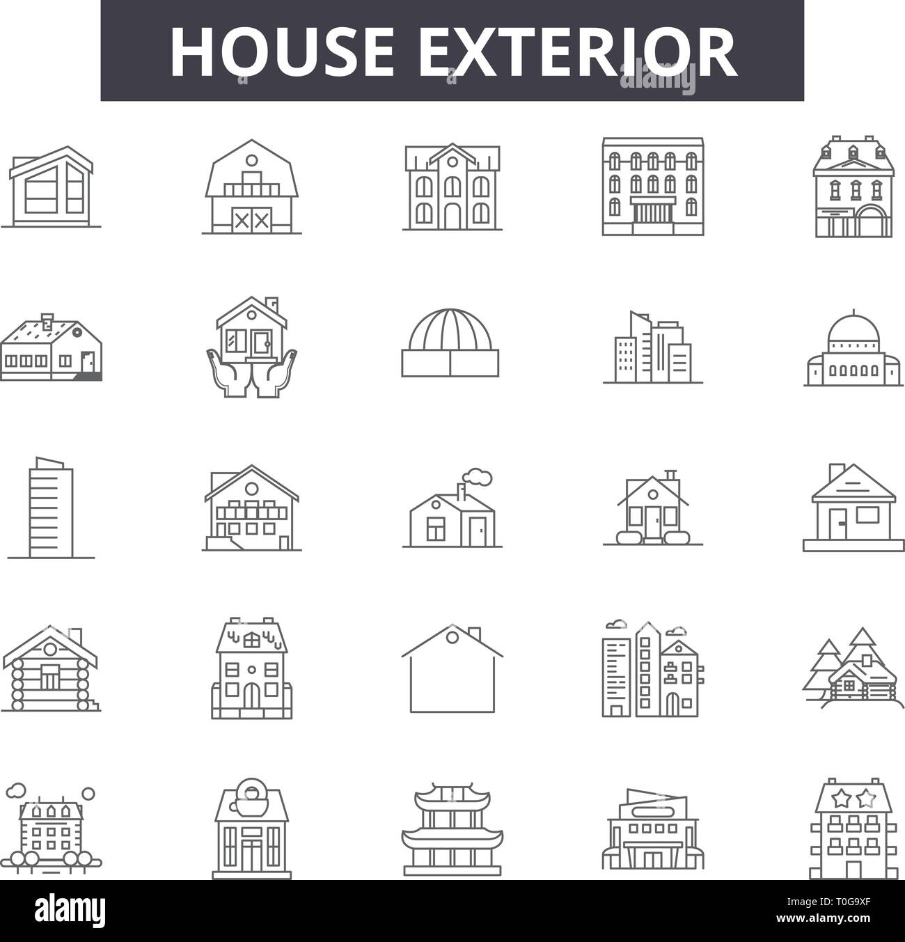 House exterior line icons for web and mobile design. Editable stroke ...