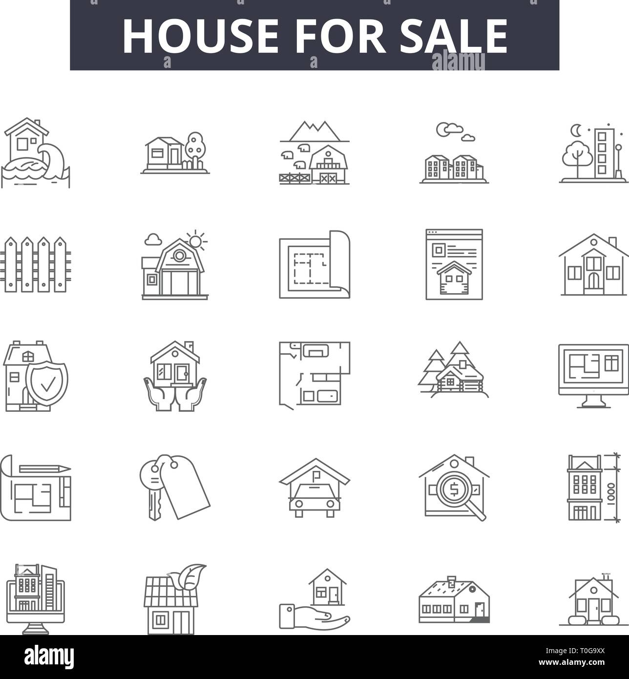 House for sale line icons for web and mobile. Editable stroke signs ...