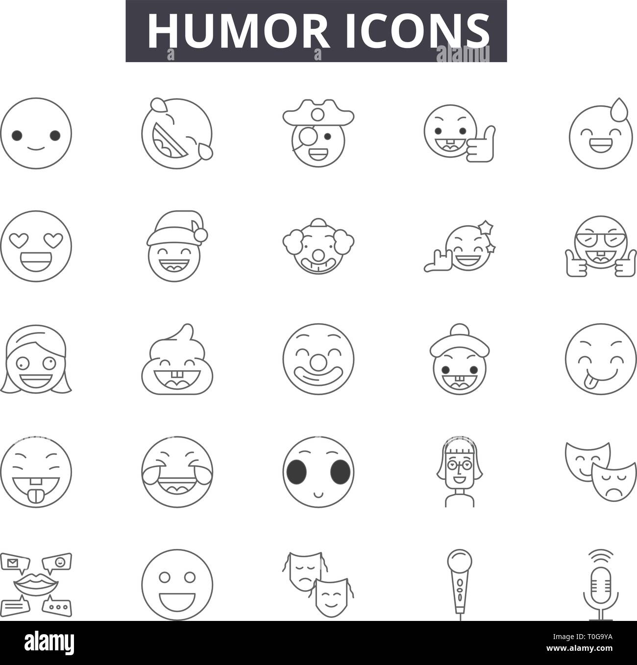 Humor Line Icons For Web And Mobile Design Editable Stroke Signs