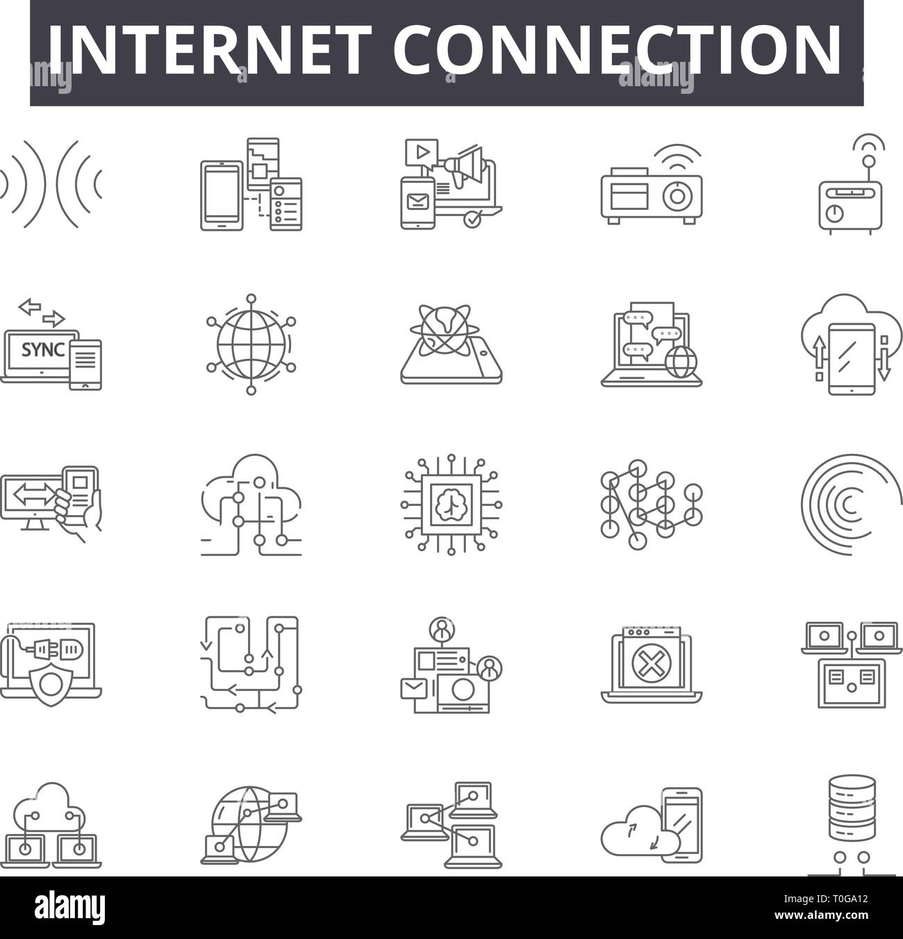 Internet Connection Line Icons For Web And Mobile Design Editable
