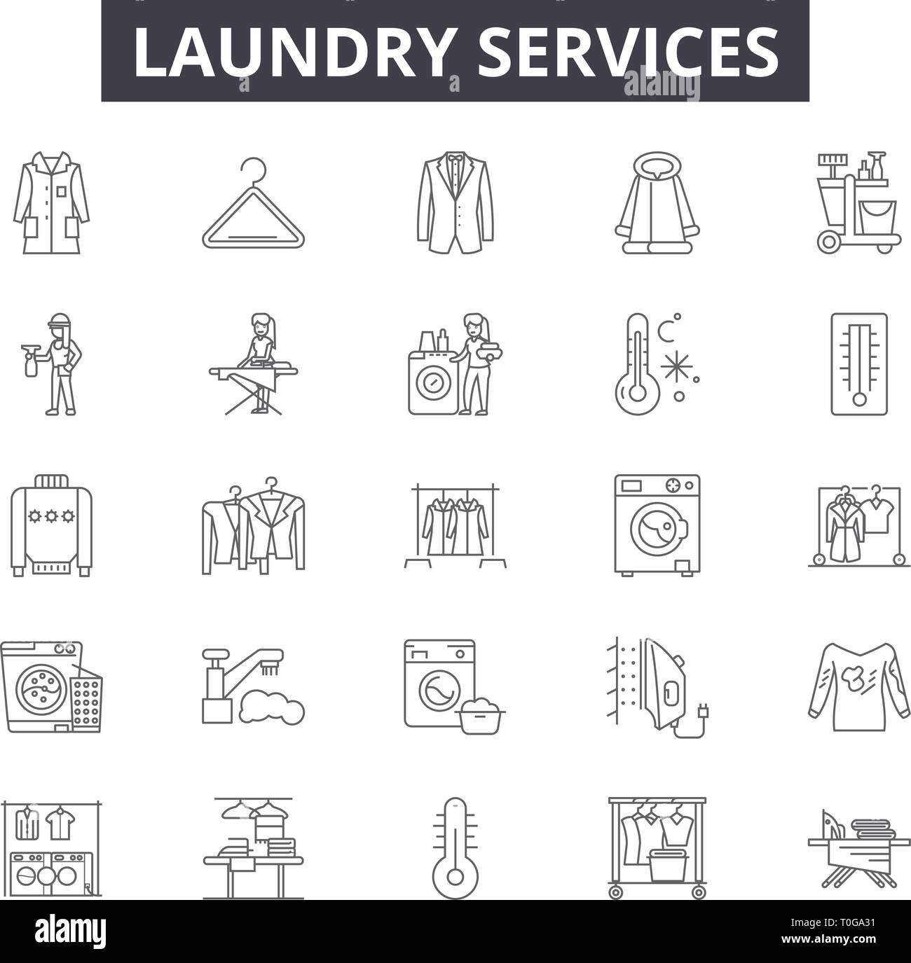 Laundry services line icons for web and mobile design. Editable stroke ...