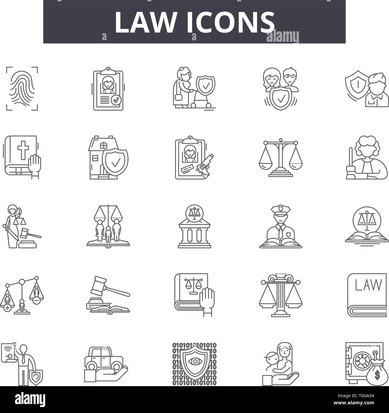Law icon line icons for web and mobile design. Editable stroke signs ...