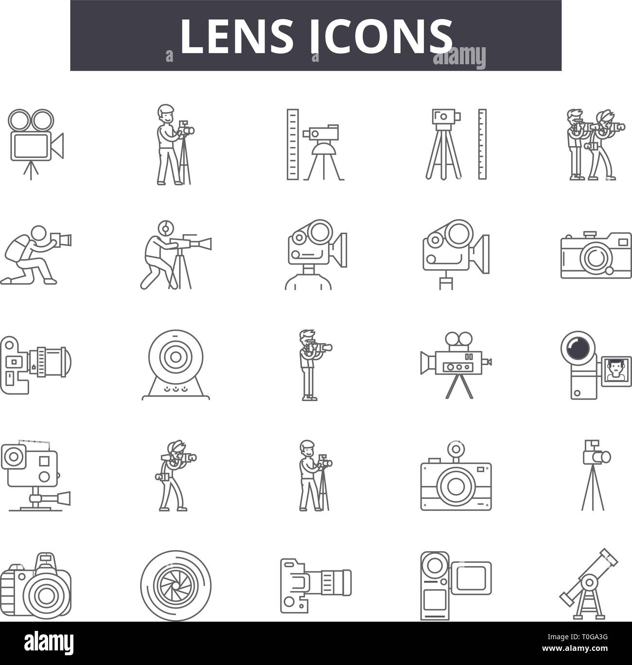 Lens line icons for web and mobile design. Editable stroke signs. Lens ...