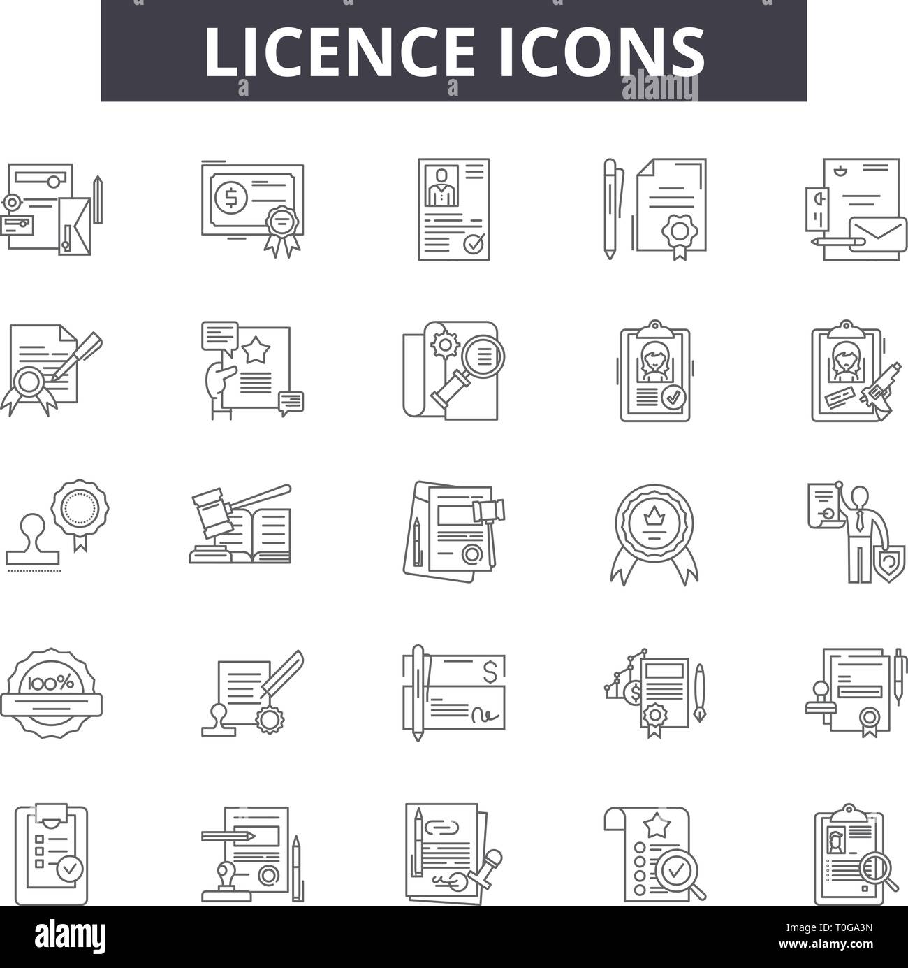 Licence line icons for web and mobile design. Editable stroke signs ...