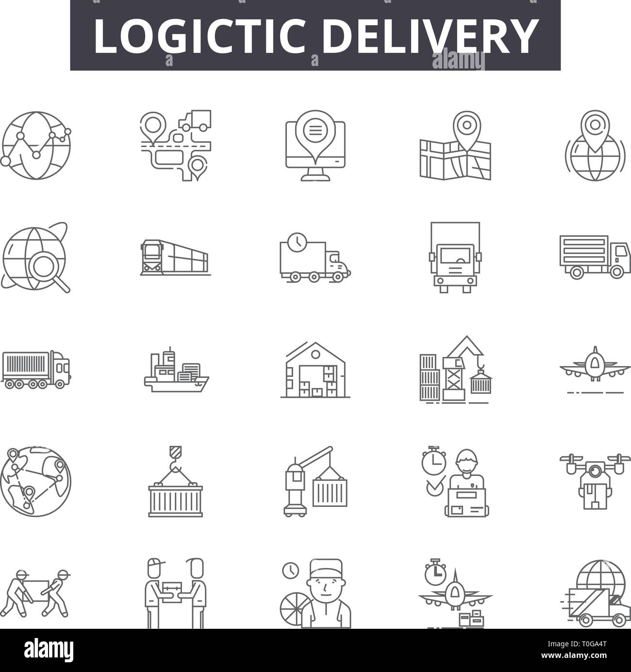 Logistic delivery line icons for web and mobile design. Editable stroke ...