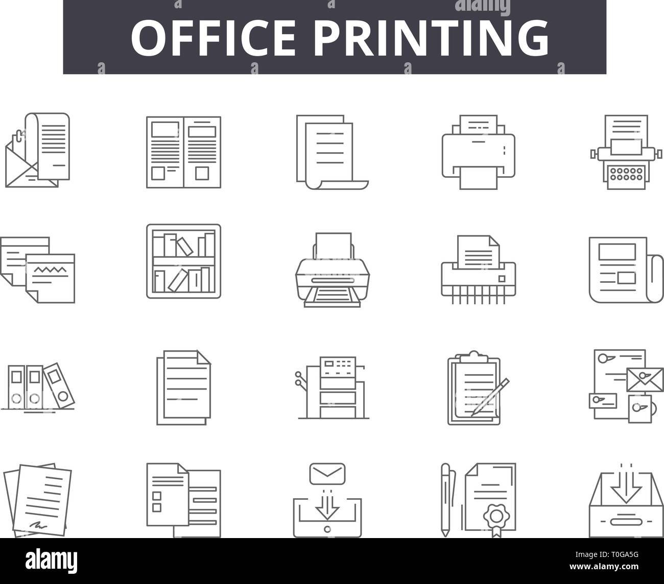 Office printing line icons for web and mobile design. Editable stroke ...