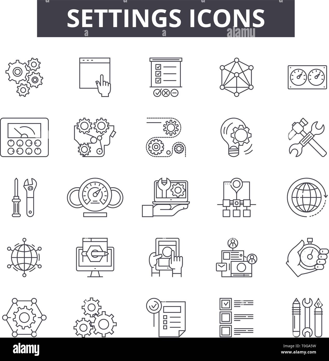 Settings Line Icons For Web And Mobile Design Editable Stroke Signs