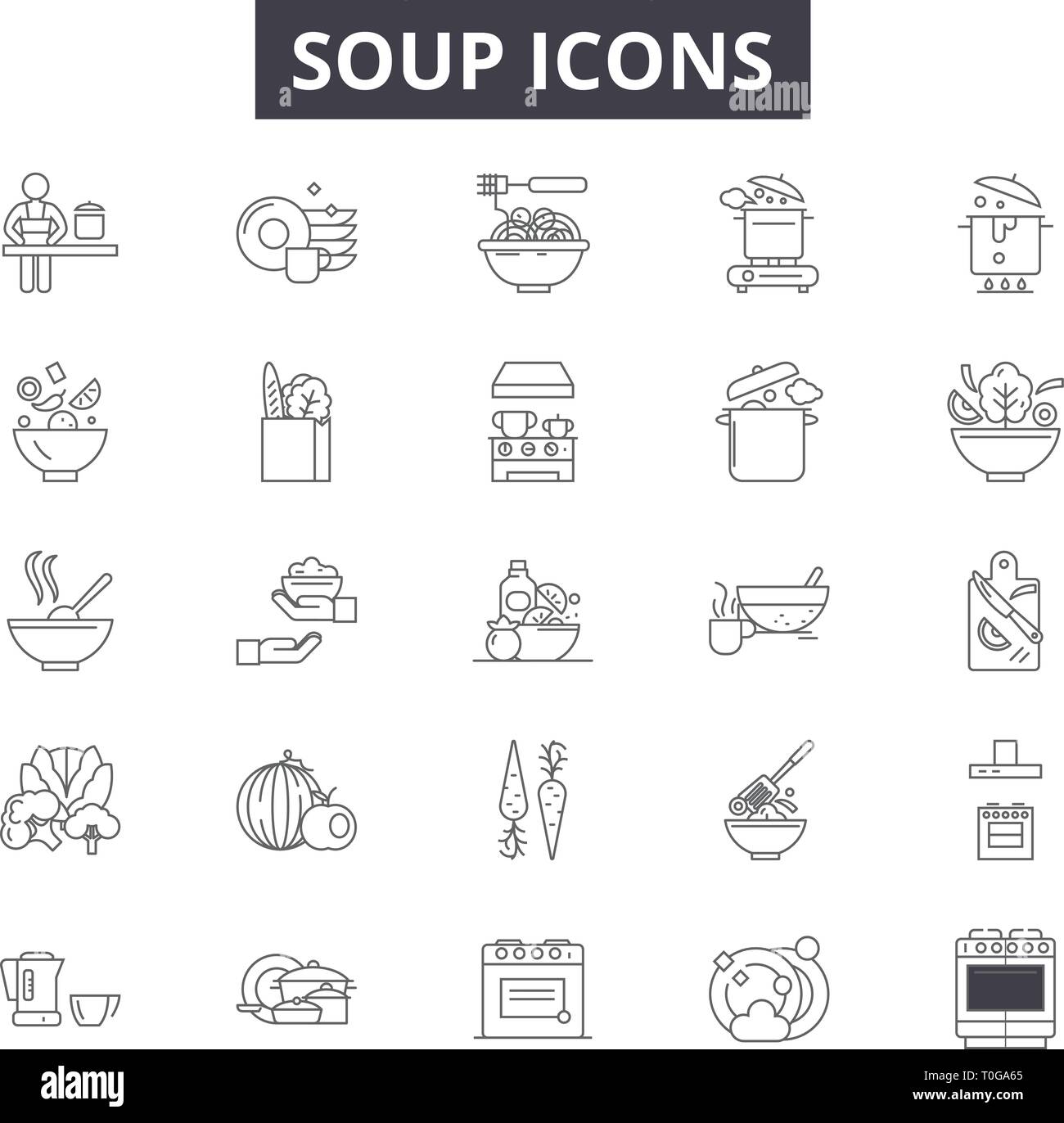 Soup line icons for web and mobile design. Editable stroke signs. Soup ...