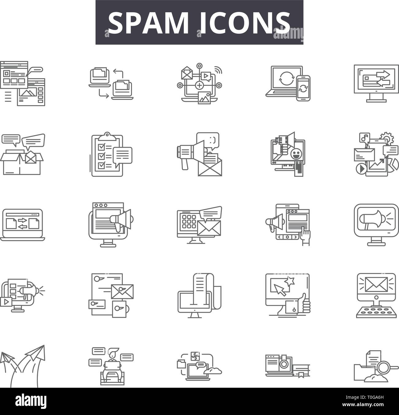 Spam line icons for web and mobile design. Editable stroke signs. Spam ...