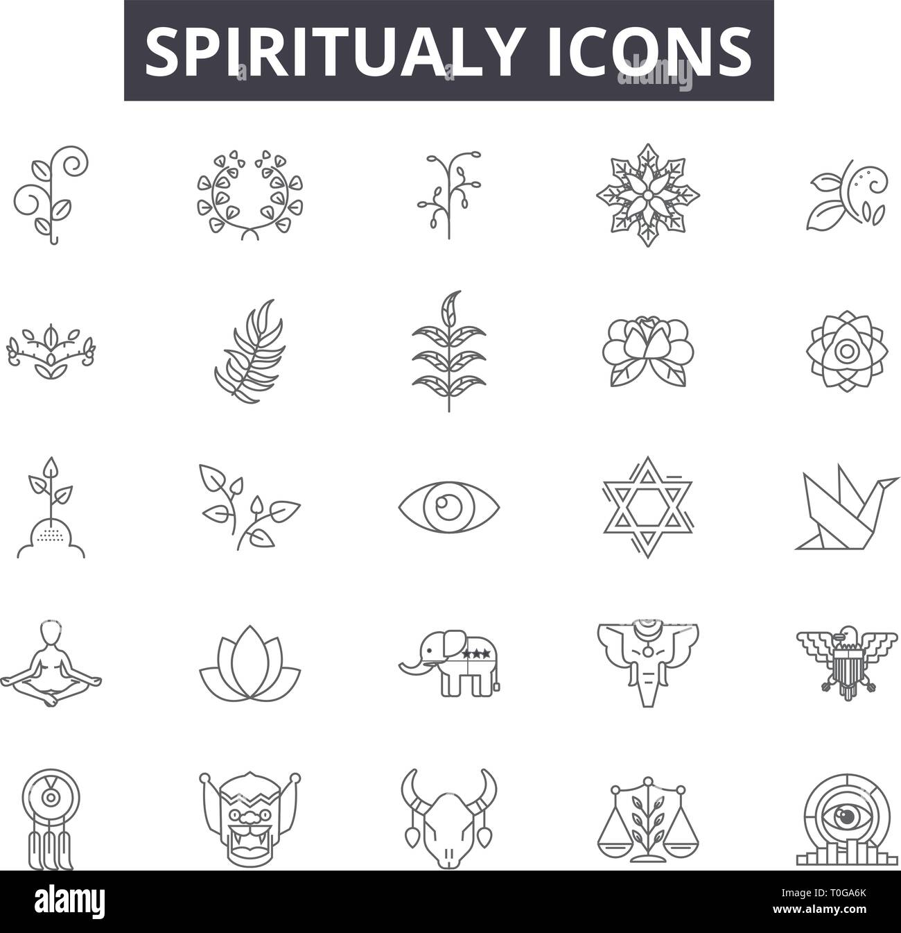 Spiritual line icons for web and mobile design. Editable stroke signs ...