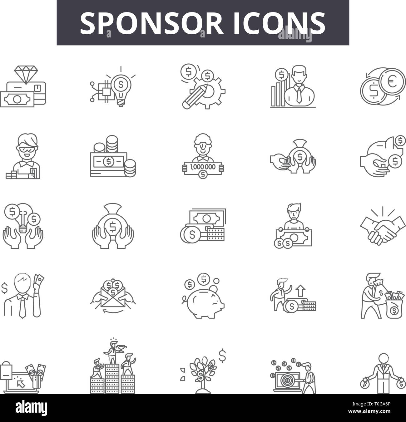 Sponsor line icons for web and mobile design. Editable stroke signs ...
