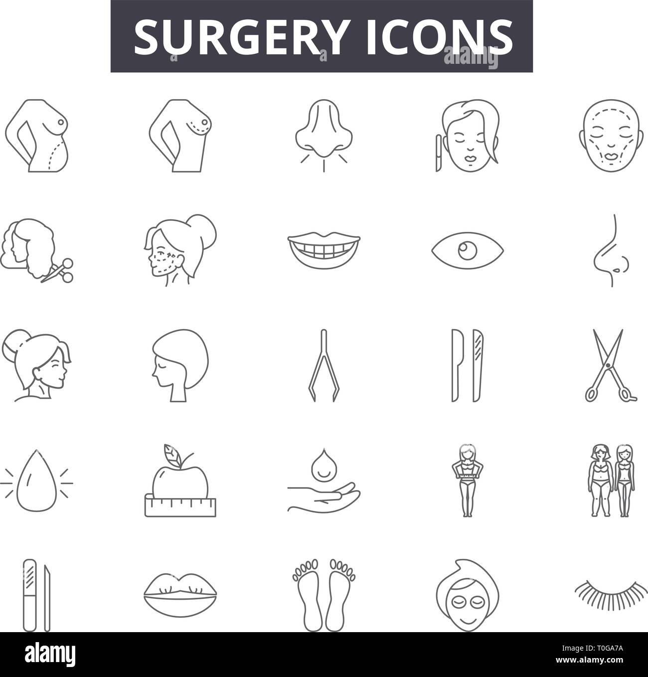 Surgery line icons for web and mobile design. Editable stroke signs ...