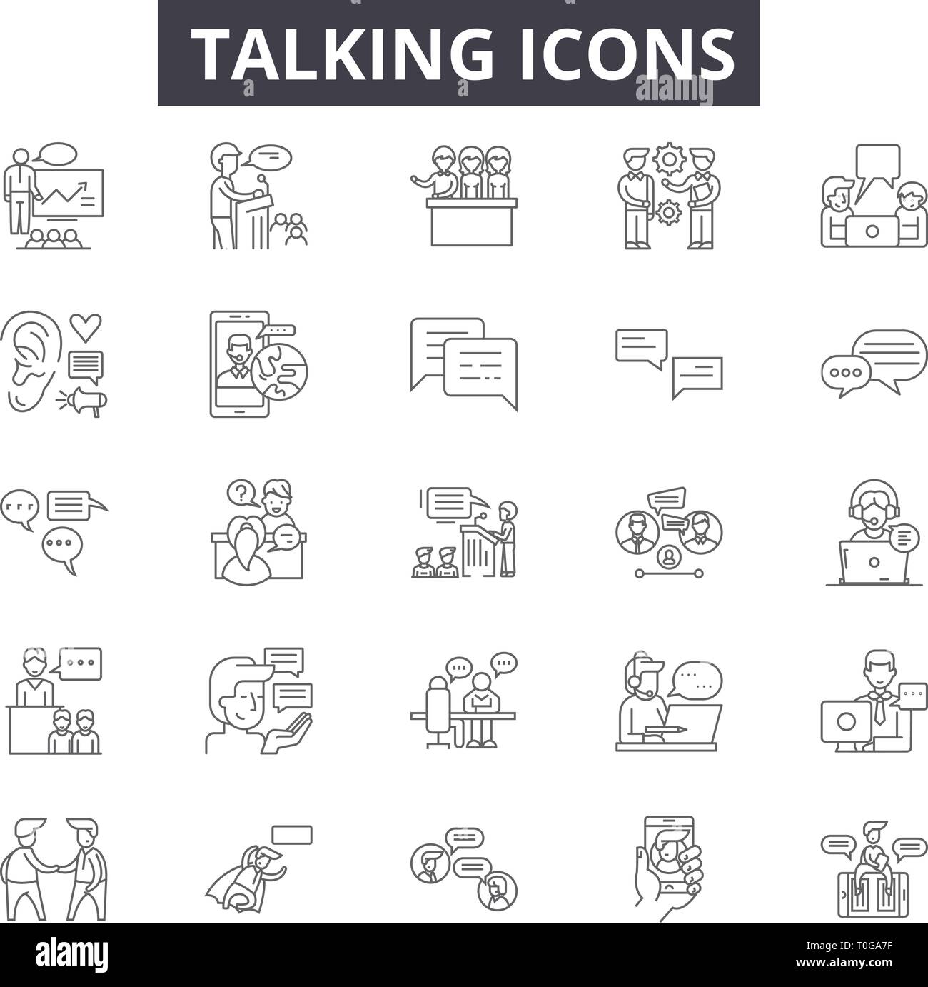 Talking line icons for web and mobile design. Editable stroke signs ...