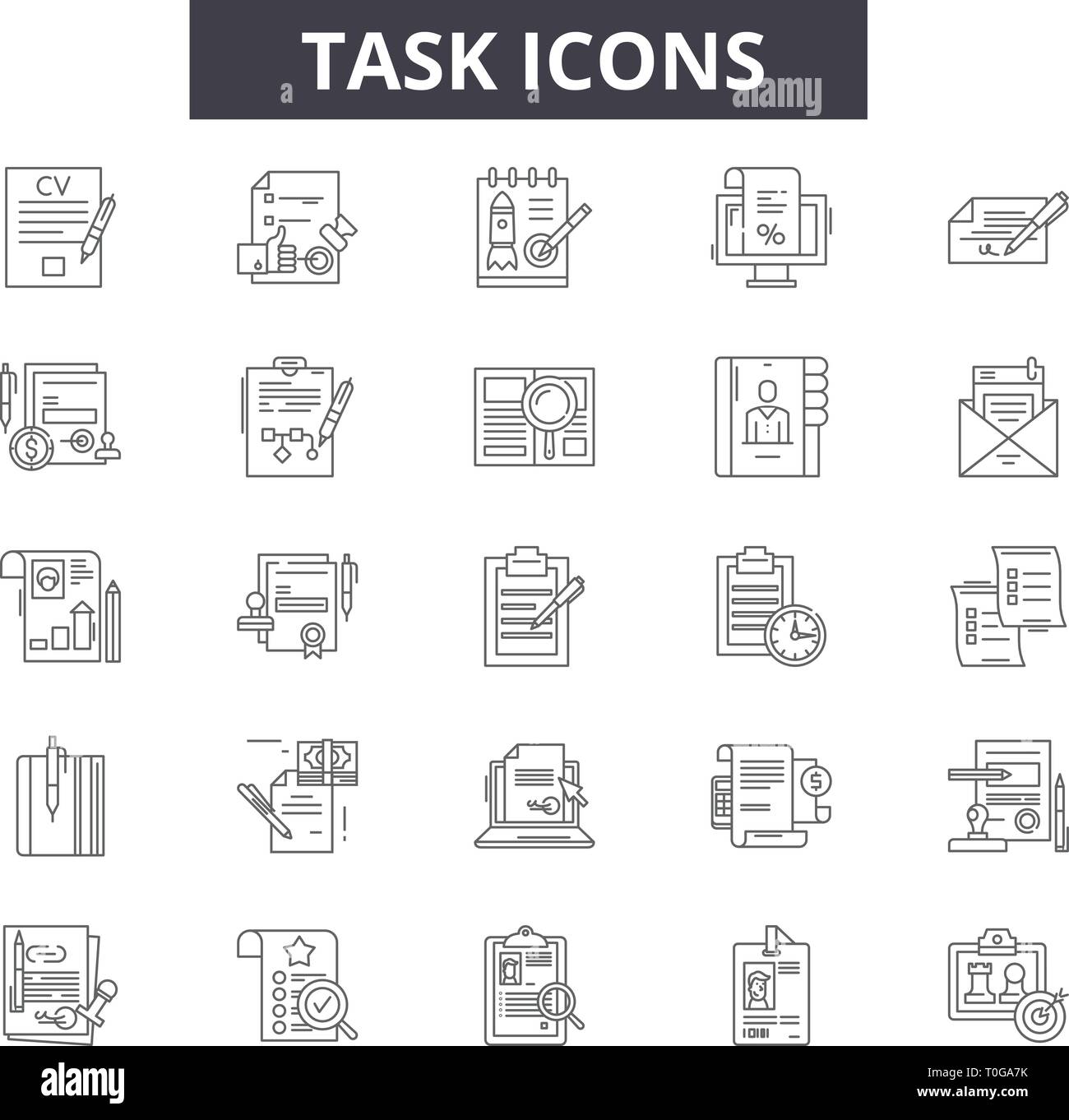 Task Line Icons For Web And Mobile Design Editable Stroke Signs Task