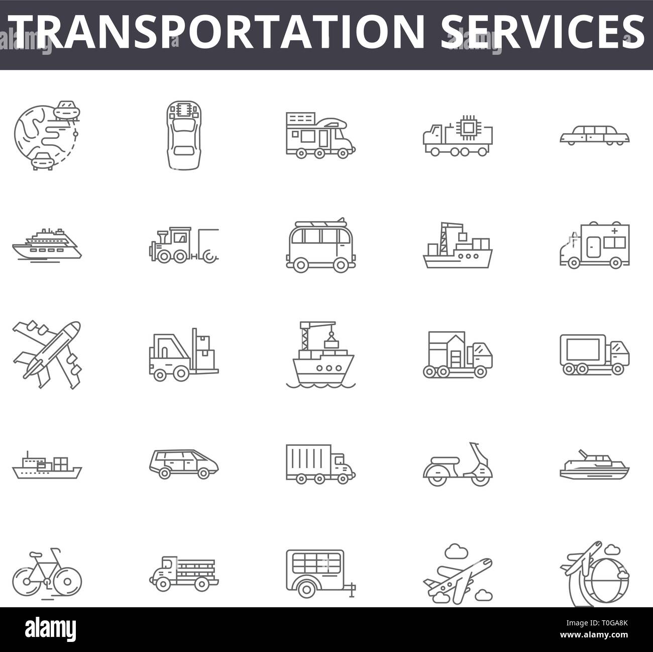 Transportation services line icons for web and mobile design. Editable ...
