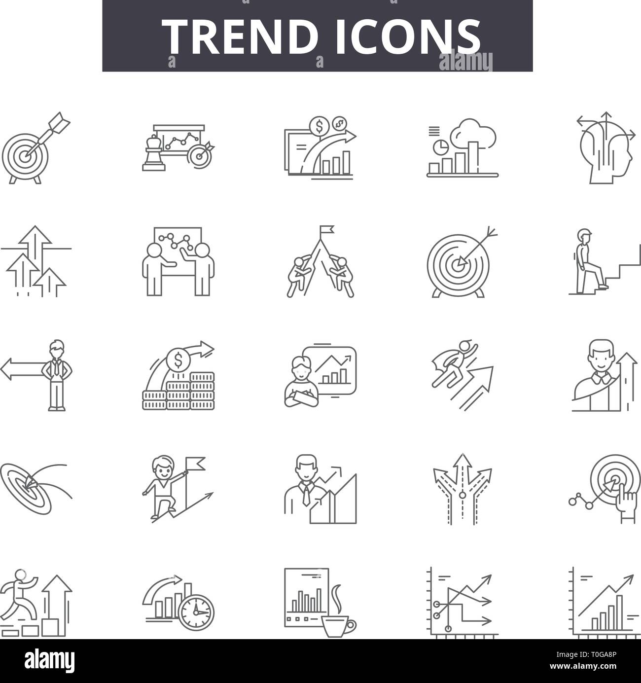 Trend line icons for web and mobile design. Editable stroke signs ...