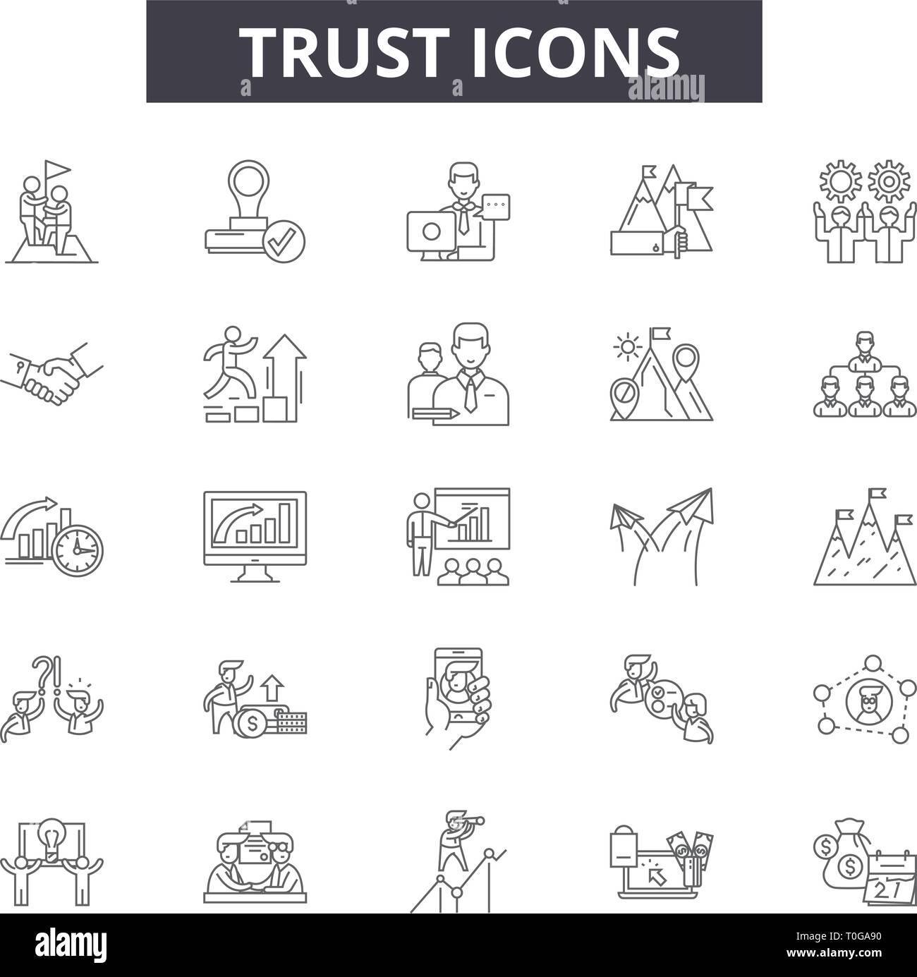 Trust line icons for web and mobile design. Editable stroke signs ...