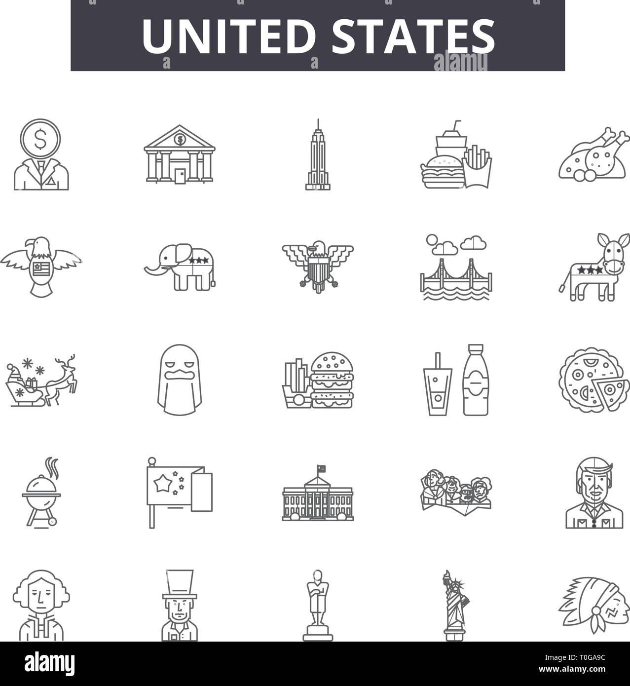 United states line icons for web and mobile design. Editable stroke ...