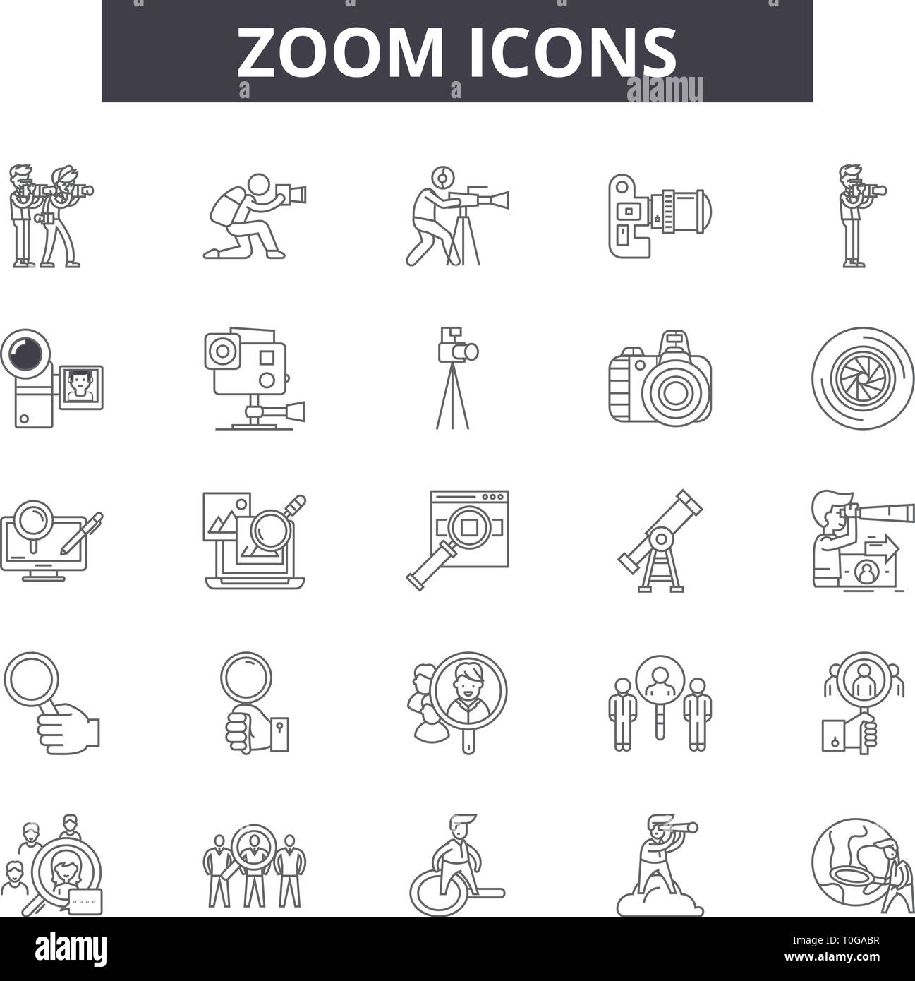 Zoom line icons for web and mobile design. Editable stroke signs. Zoom ...