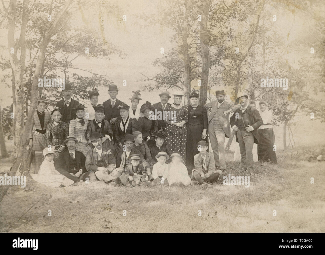 Antique c1880 photograph, group of men, women, and children outside ...