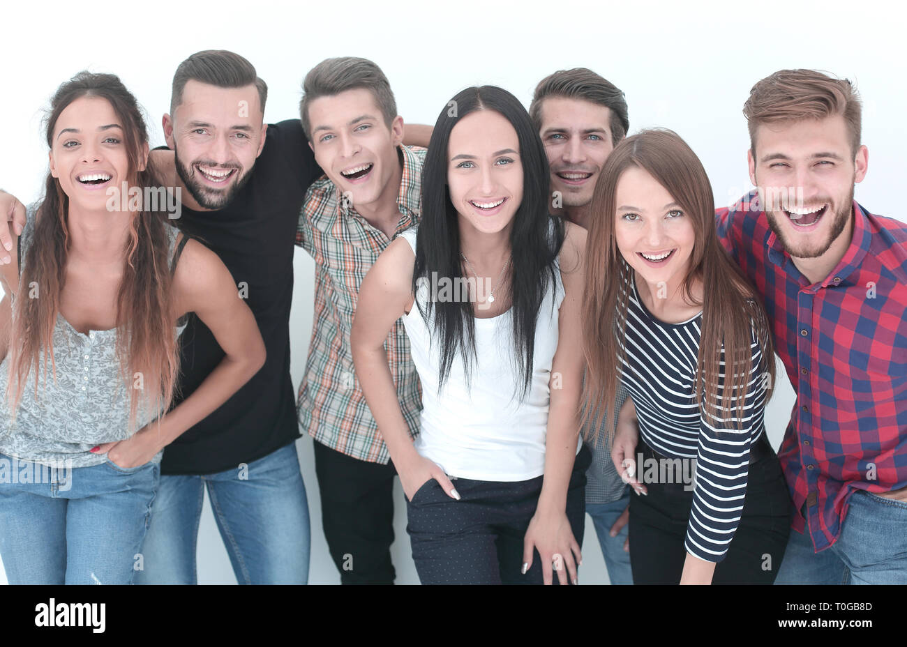 close up. cheerful group of young people Stock Photo - Alamy