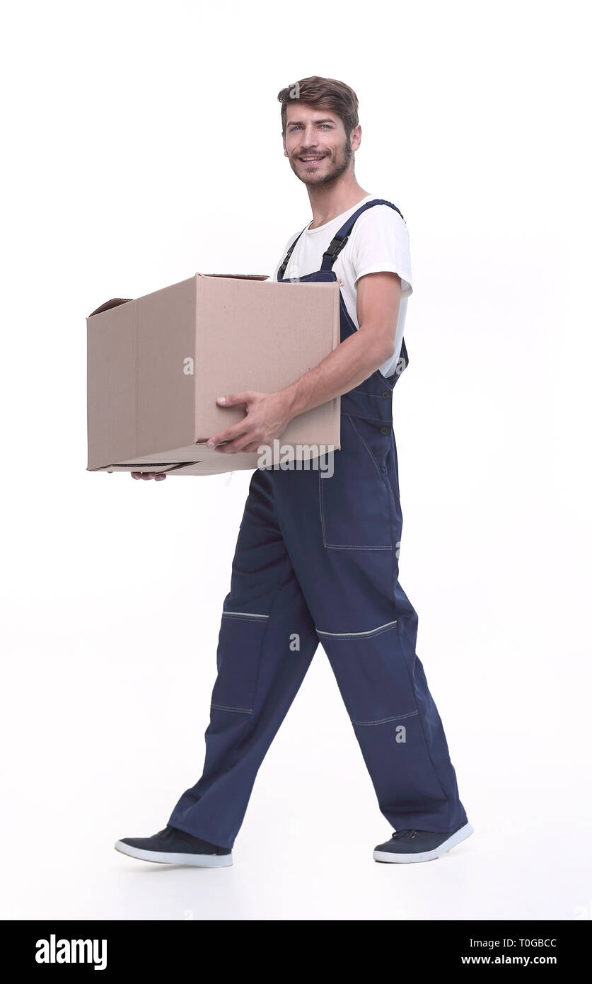 Delivery man carrying large box hi-res stock photography and images - Alamy