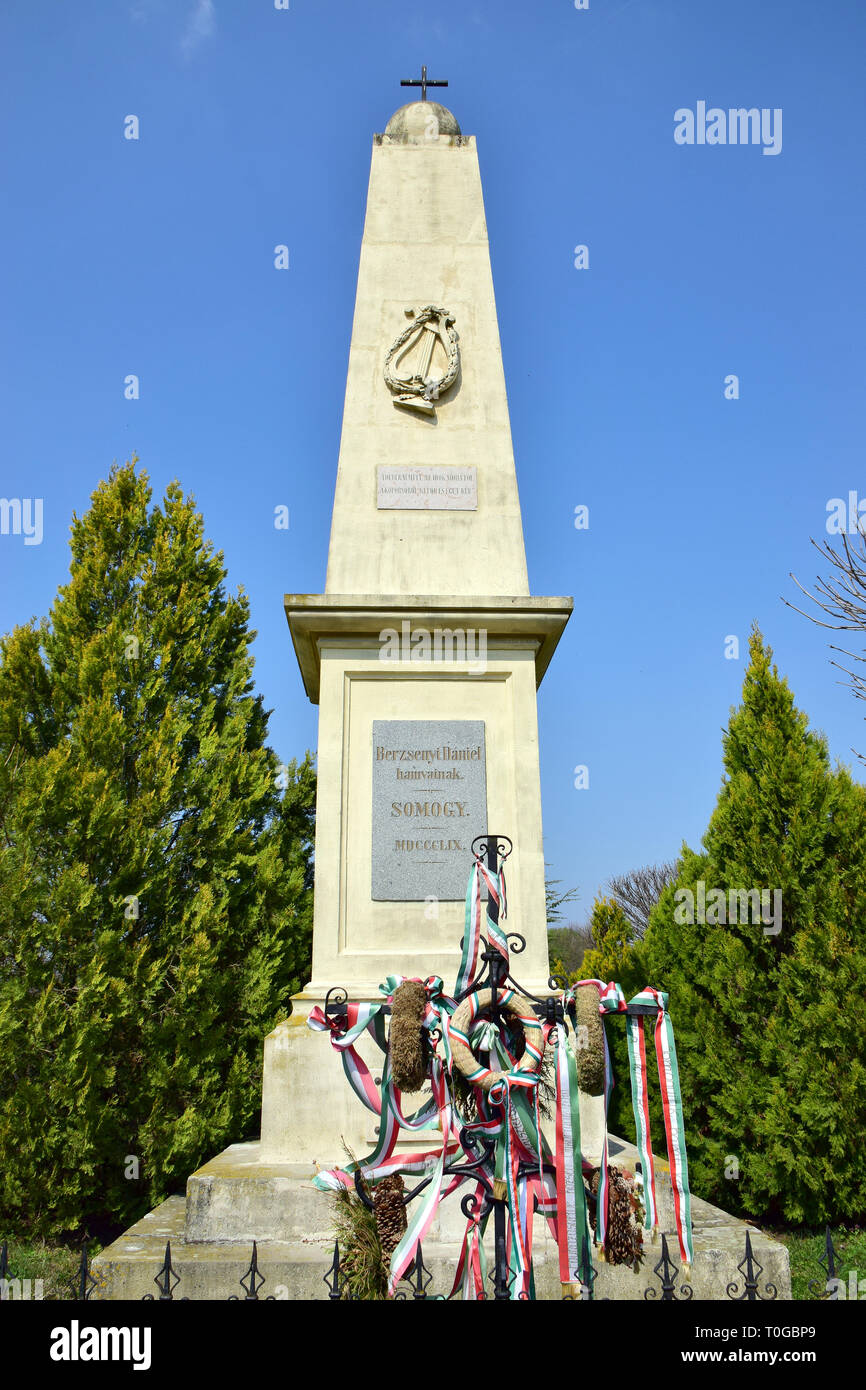 The tomb of Daniel Berzsenyi is a Hungarian poet, Nikla, Hungary ...