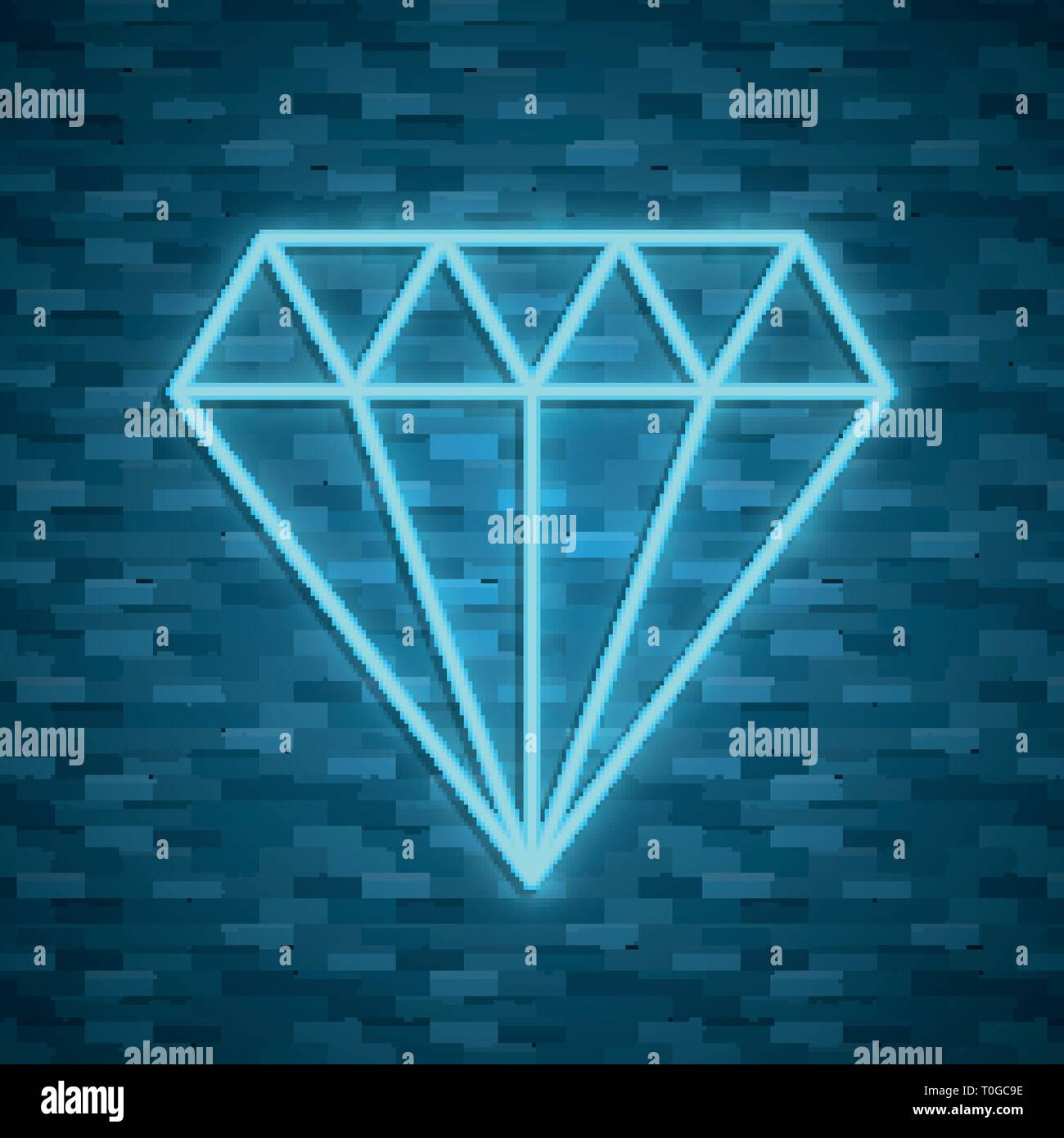 diamond icon in neon style. Vector illustraton Stock Vector Image & Art ...