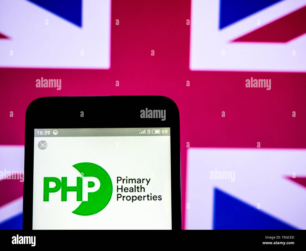 Primary Health Properties plc company logo seen displayed on smart ...