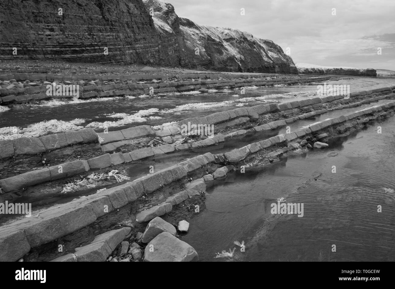 infrared picture of the exposed rock strata along the foreshore on the ...