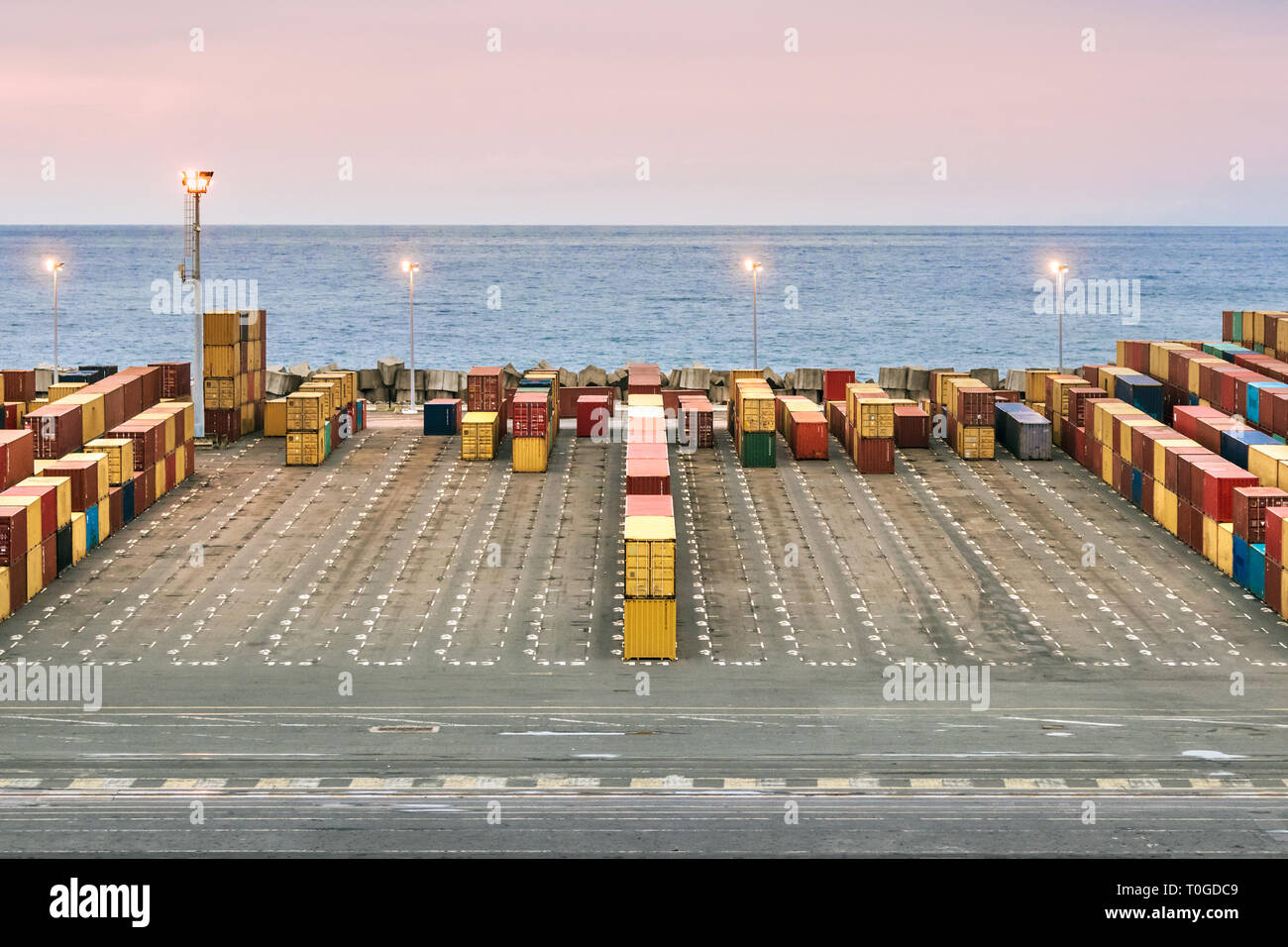 Group of shipping containers at the port of Reunion Island Stock Photo ...