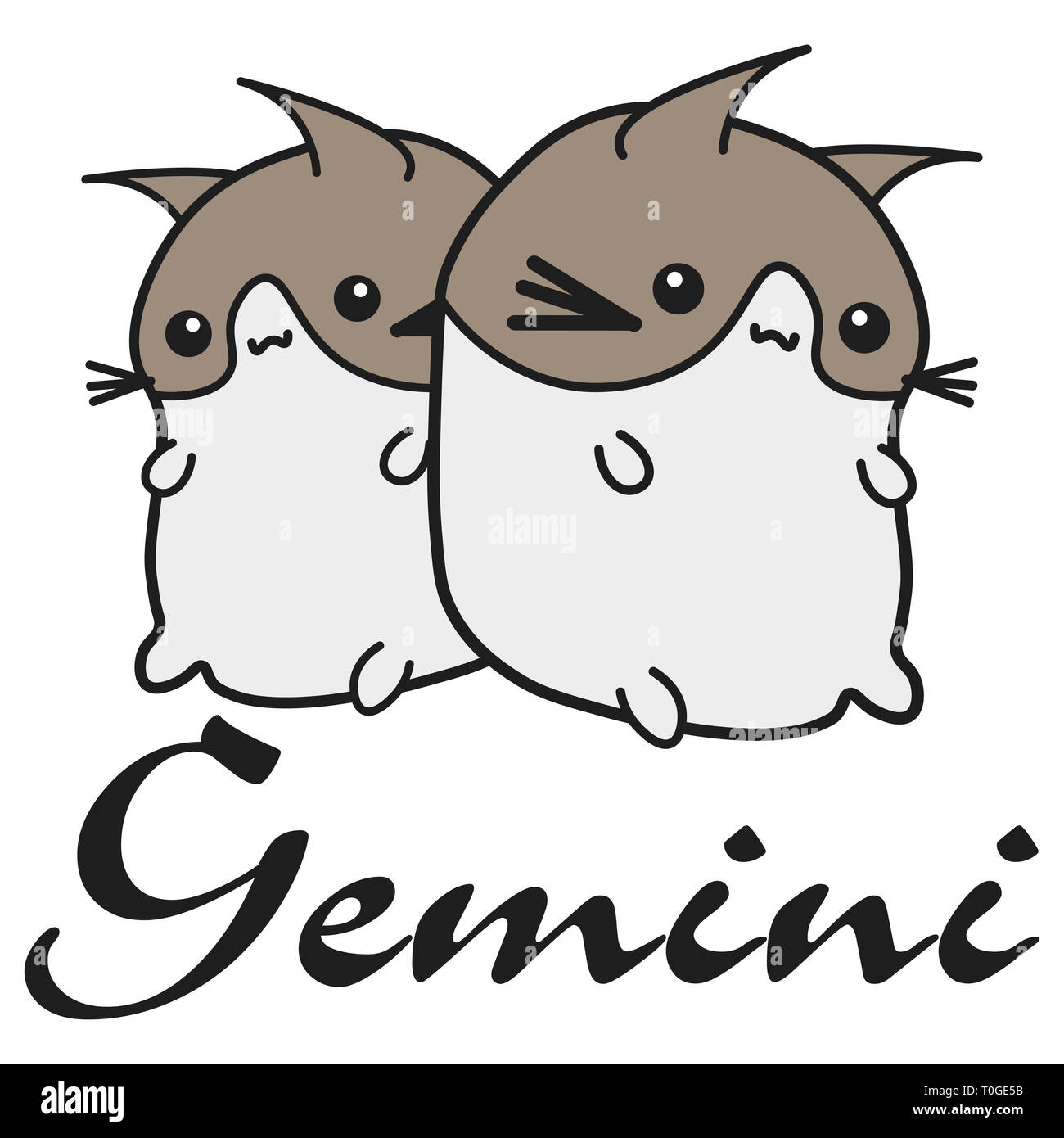 Bunny is the zodiac sign of Gemini in a cartoon style. illustration on ...