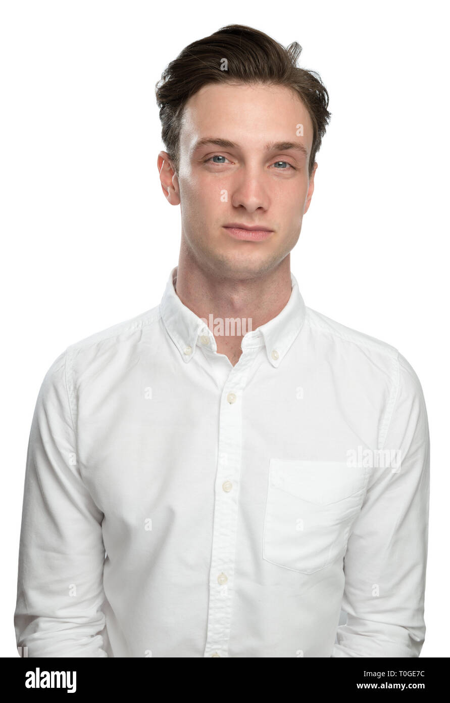 portrait series of a young white man with different facial expressions ...