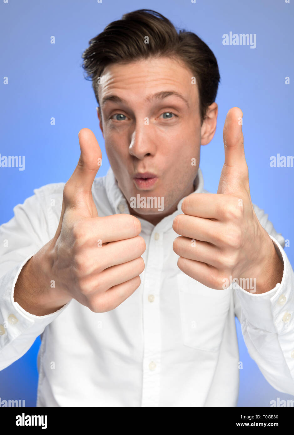 portrait series of a young white man with different facial expressions ...