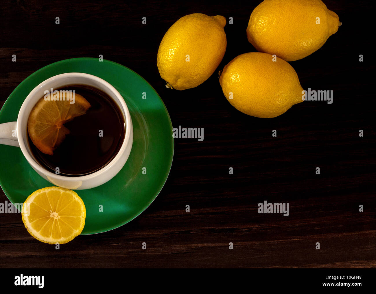 Enjoy a nice cup of lemon tea, relaxing setting, lemon aroma Stock ...