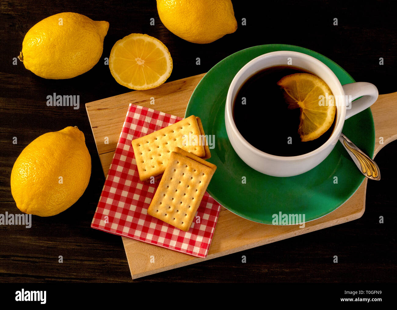 Enjoy a nice cup of lemon tea, relaxing setting, lemon aroma Stock ...