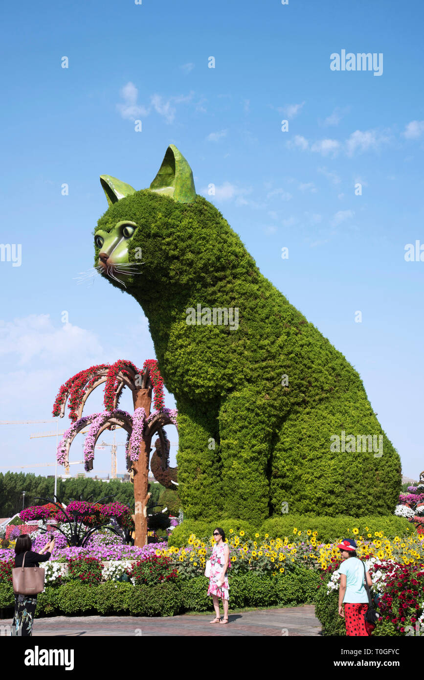 DUBAI, UAE, November 2018, Tourist at Dubailand with huge structure of ...