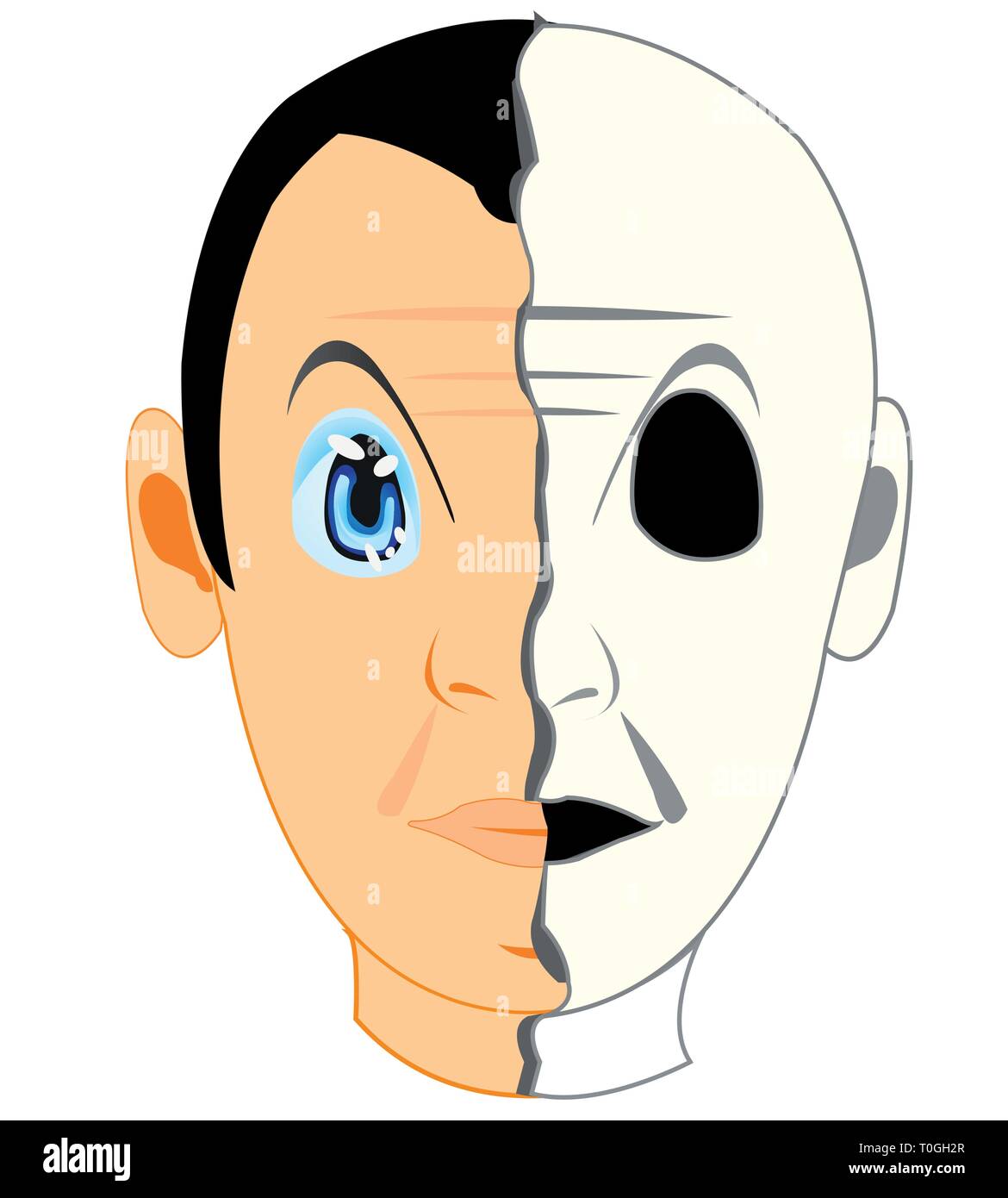 Vector illustration of the person and halfs of the mask Stock Vector ...