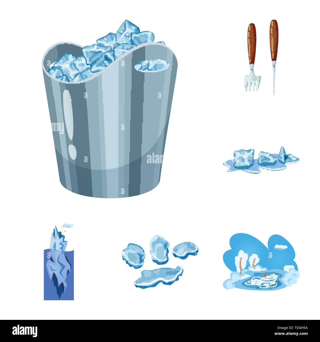 bucket,knife,cube,iceberg,splinters,pond,ice,fork,kitchen,melting ...
